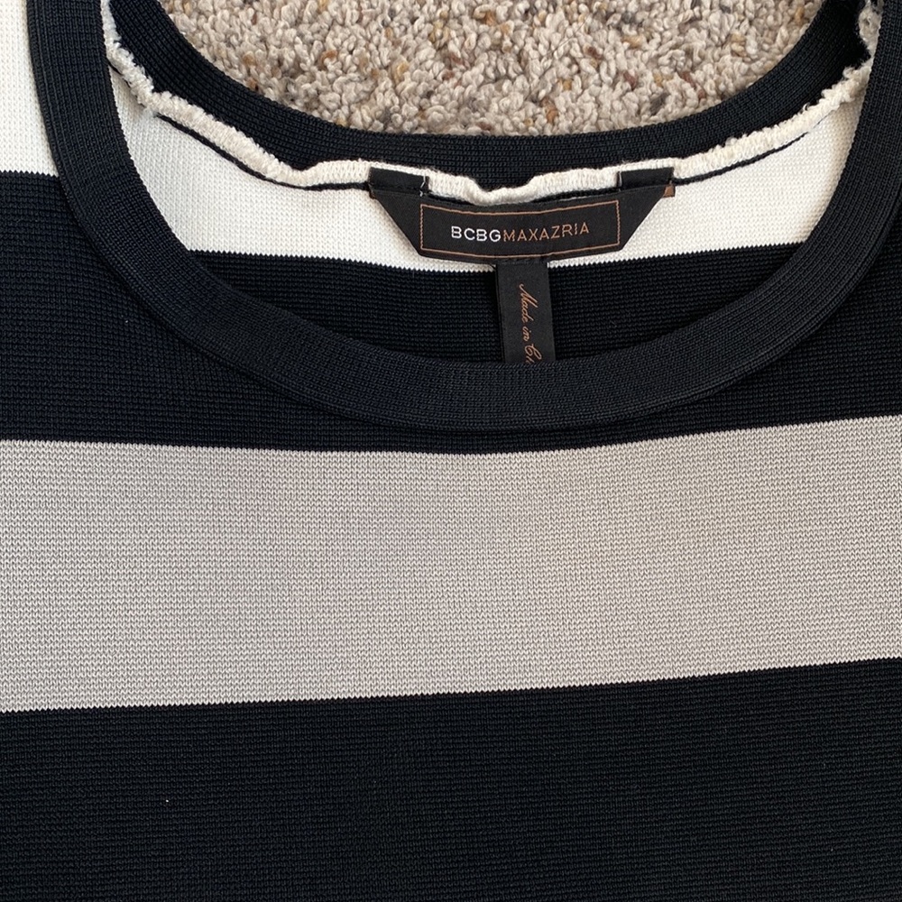 Very Barbie Black & White Stripe, 3/4 Sleeve Bandage … - Gem